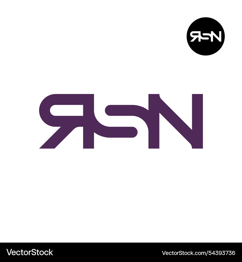 Letter rsn logo negative space Royalty Free Vector Image