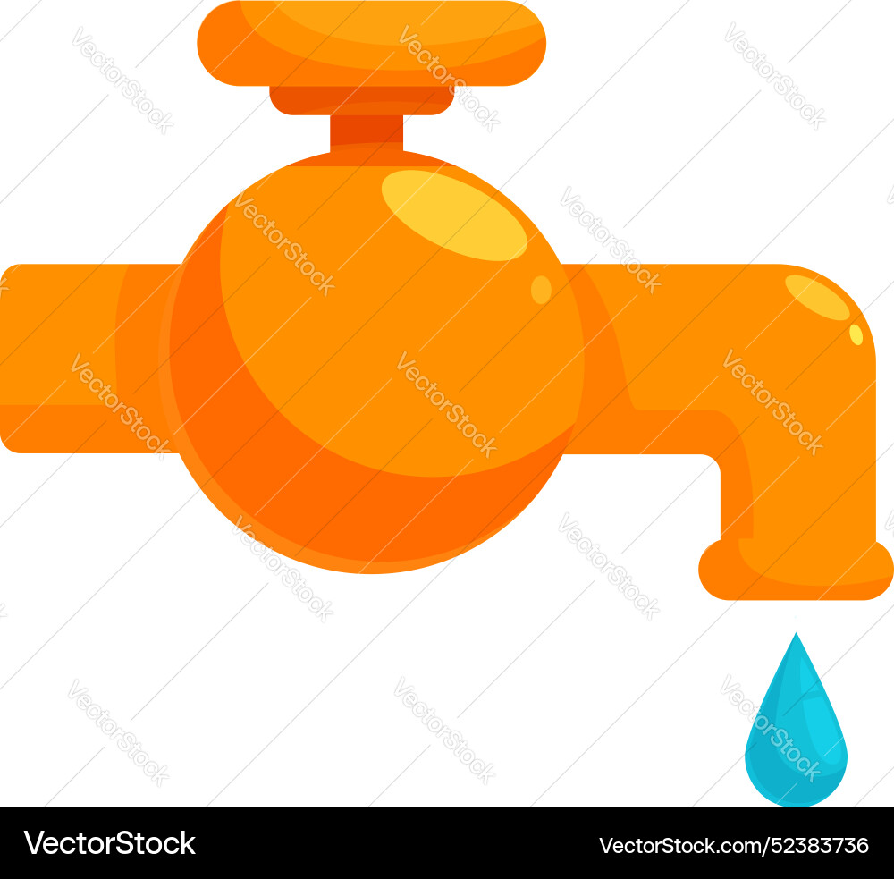 Orange faucet dripping water Royalty Free Vector Image