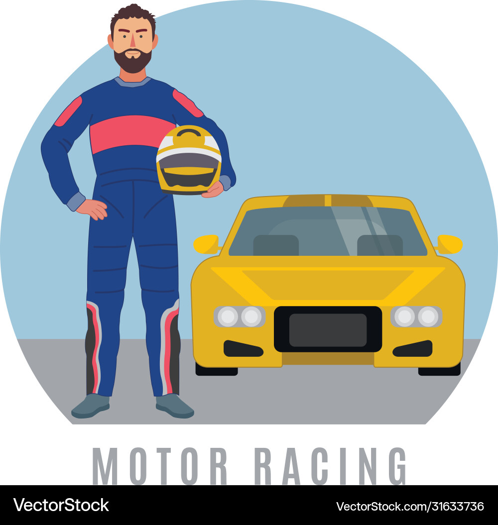 Race driver flat style Royalty Free Vector Image
