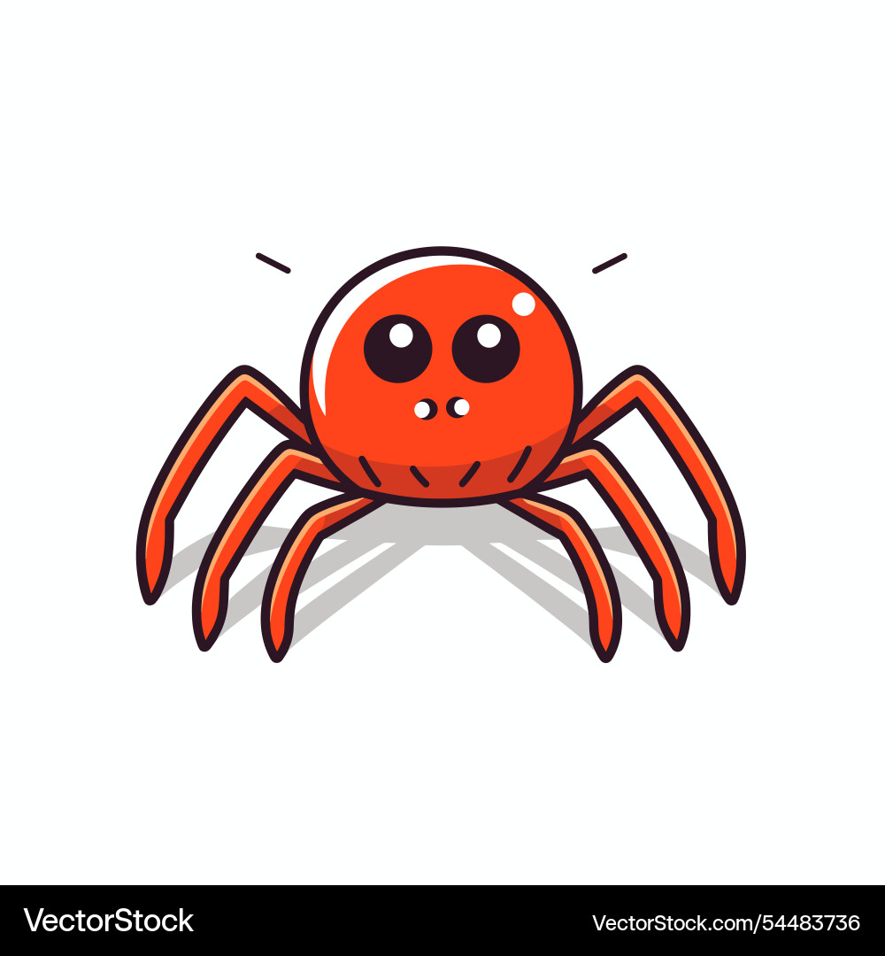 Süße Cartoon rot Spinne mit großen Augen Vektorbild