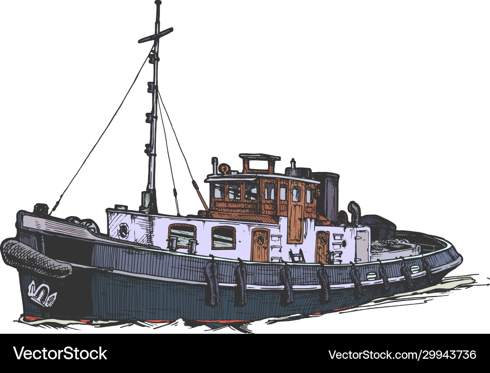 Small motor ship Royalty Free Vector Image - VectorStock