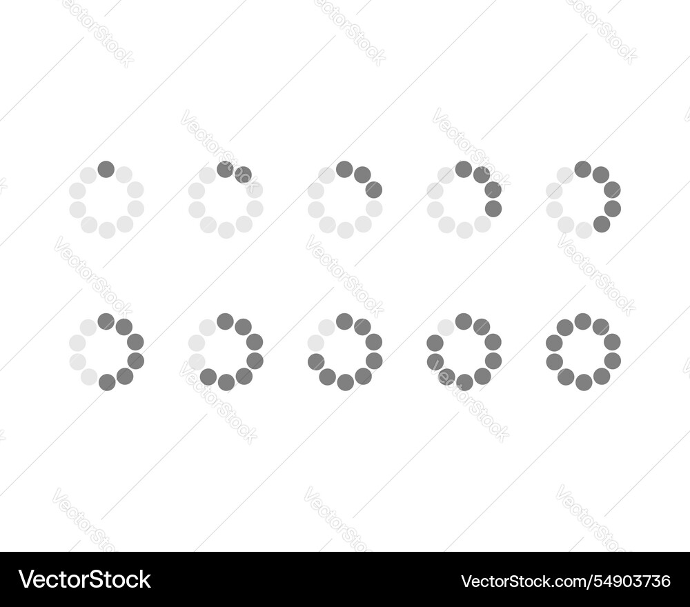 Ten minimalist loading icons in grayscale perfect Vector Image