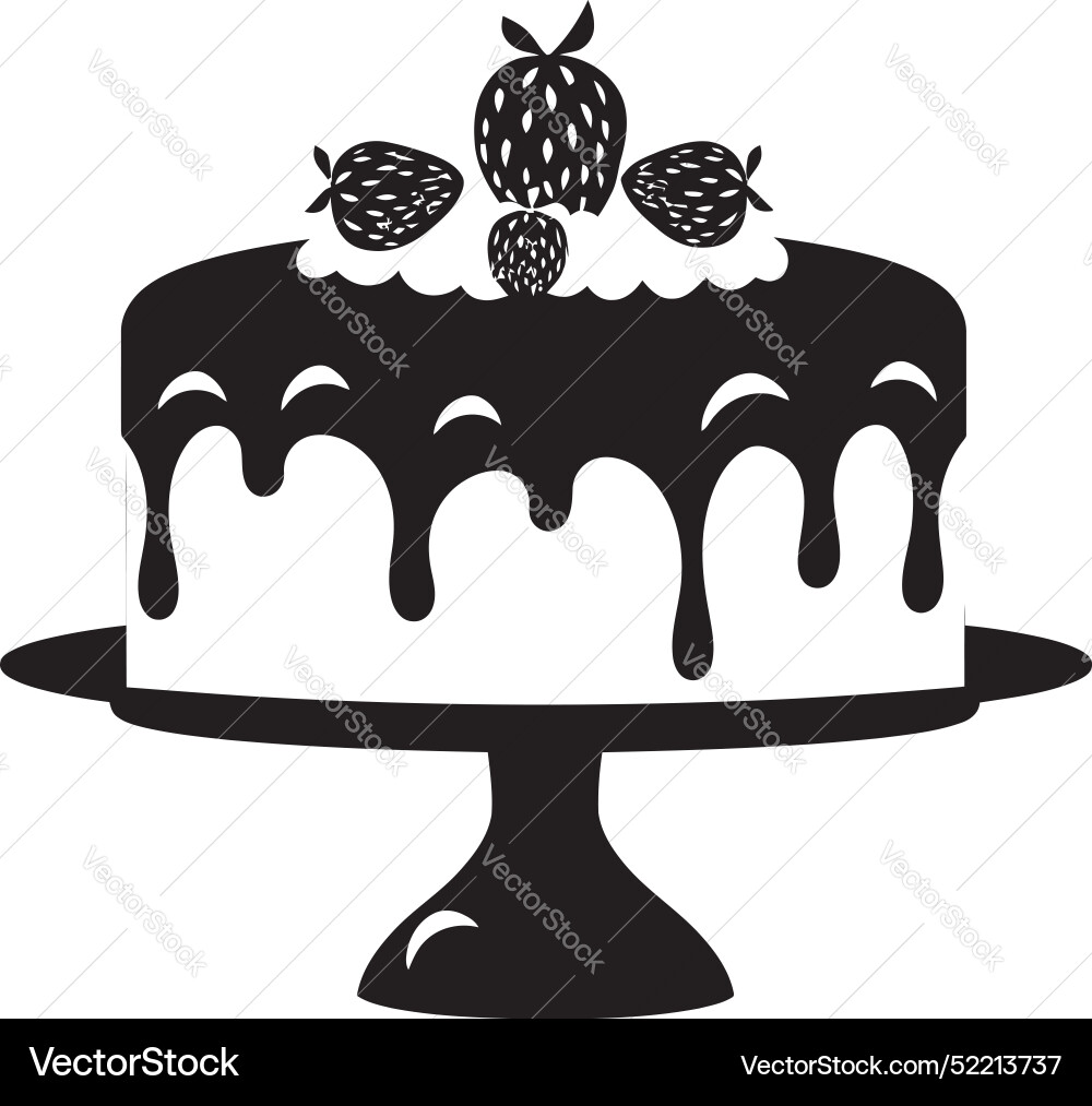 Chic treats black cake iconic identity Royalty Free Vector
