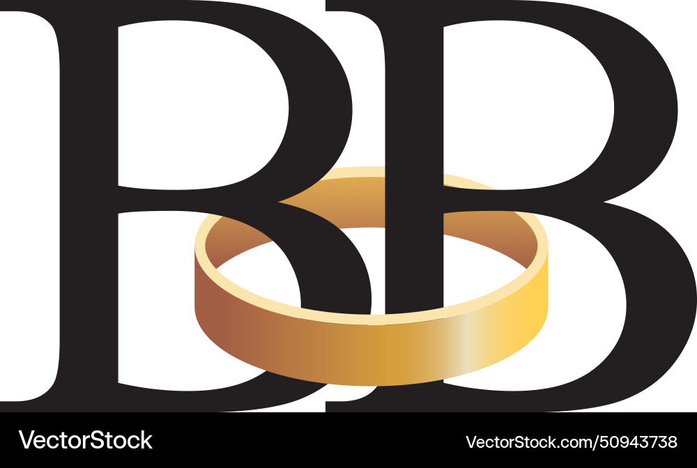 B and letter with wedding ring logo Royalty Free Vector