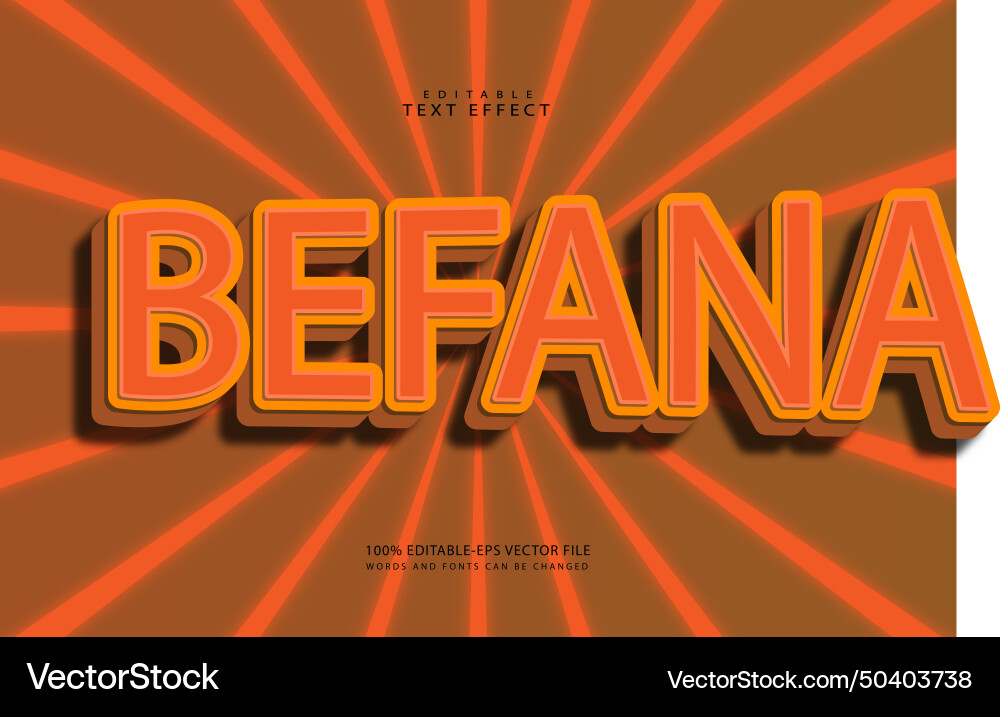 Befana editable text effect 3 dimension emboss Vector Image