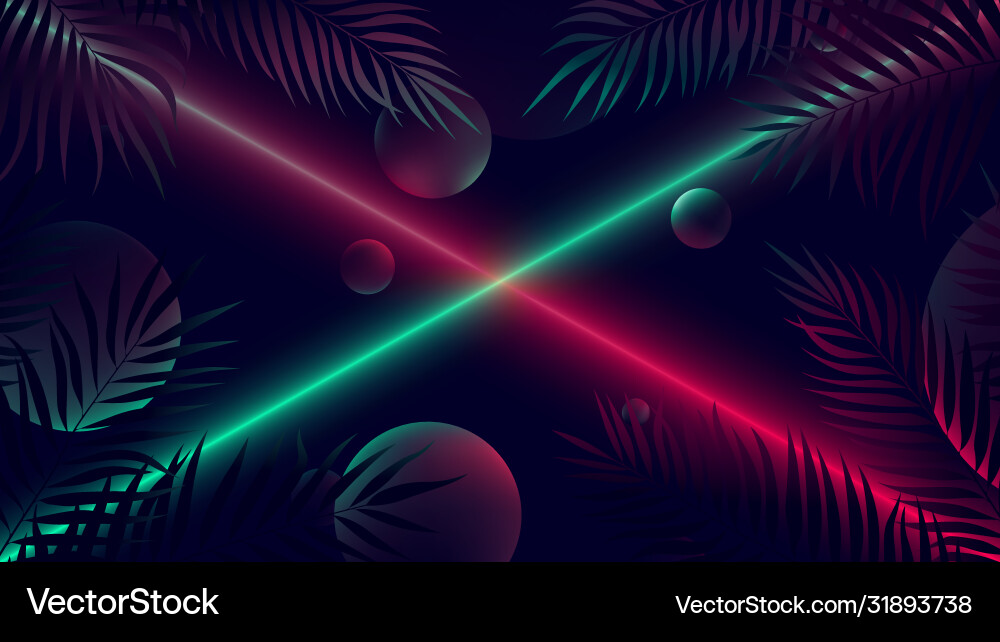 Bright neon rays red and green abstract Royalty Free Vector
