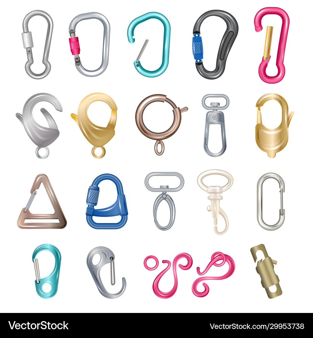 Carabiner clasps metal Royalty Free Vector Image