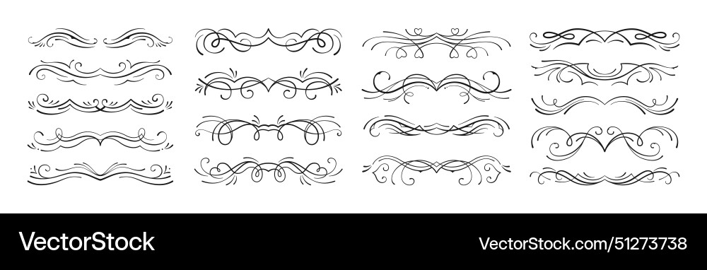 Classic line separators calligraph dividers set Vector Image
