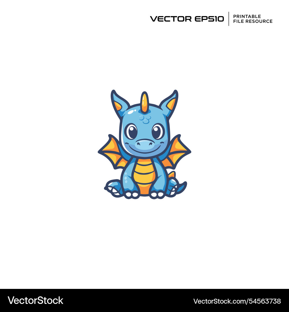 Cute dragon character mascot logo design eps 10 Vector Image