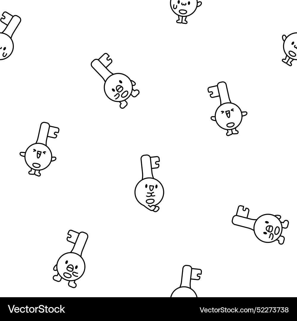 Cute happy key coloring page Royalty Free Vector Image