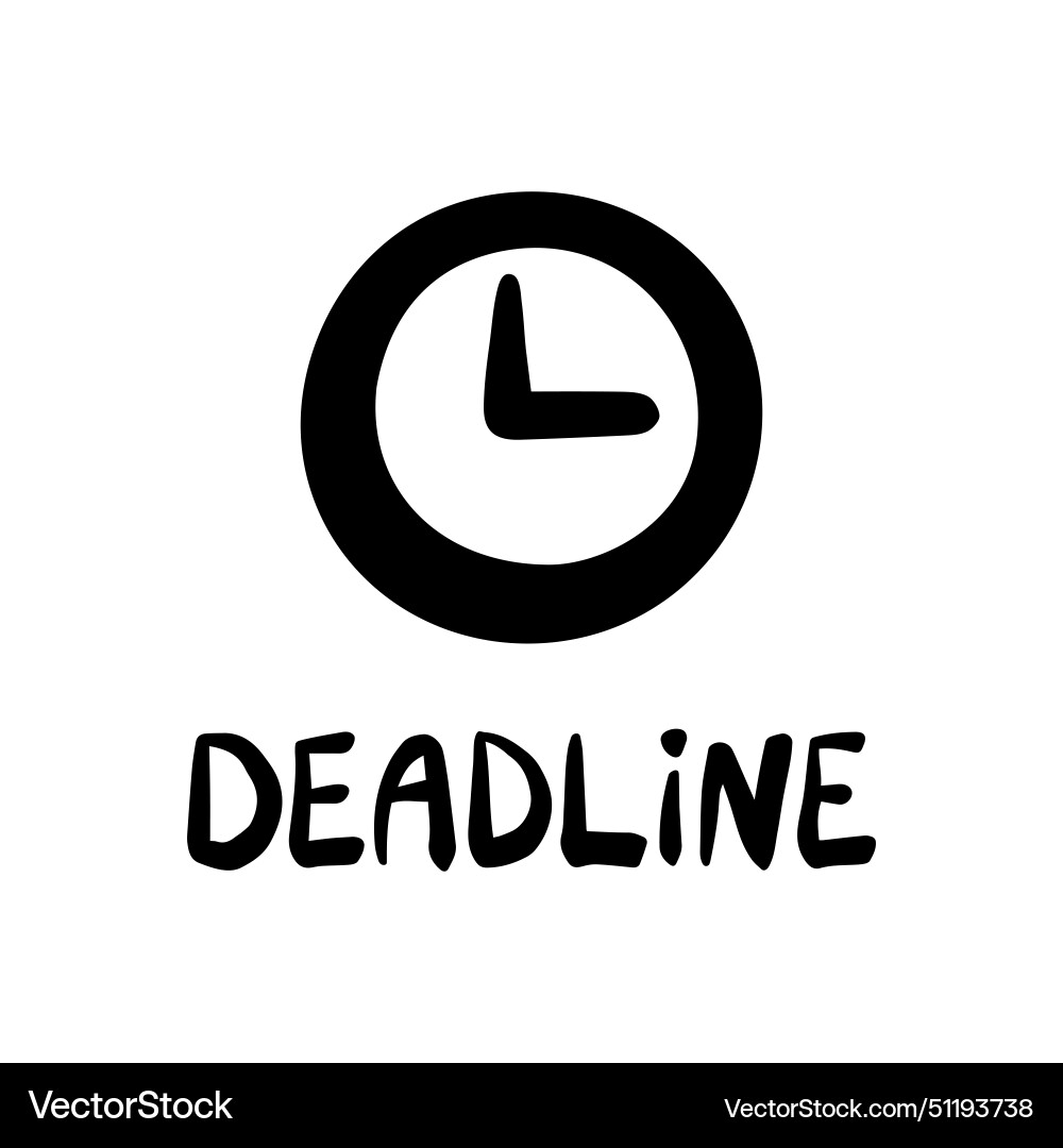 Deadline word lettering with marker brush strokes Vector Image