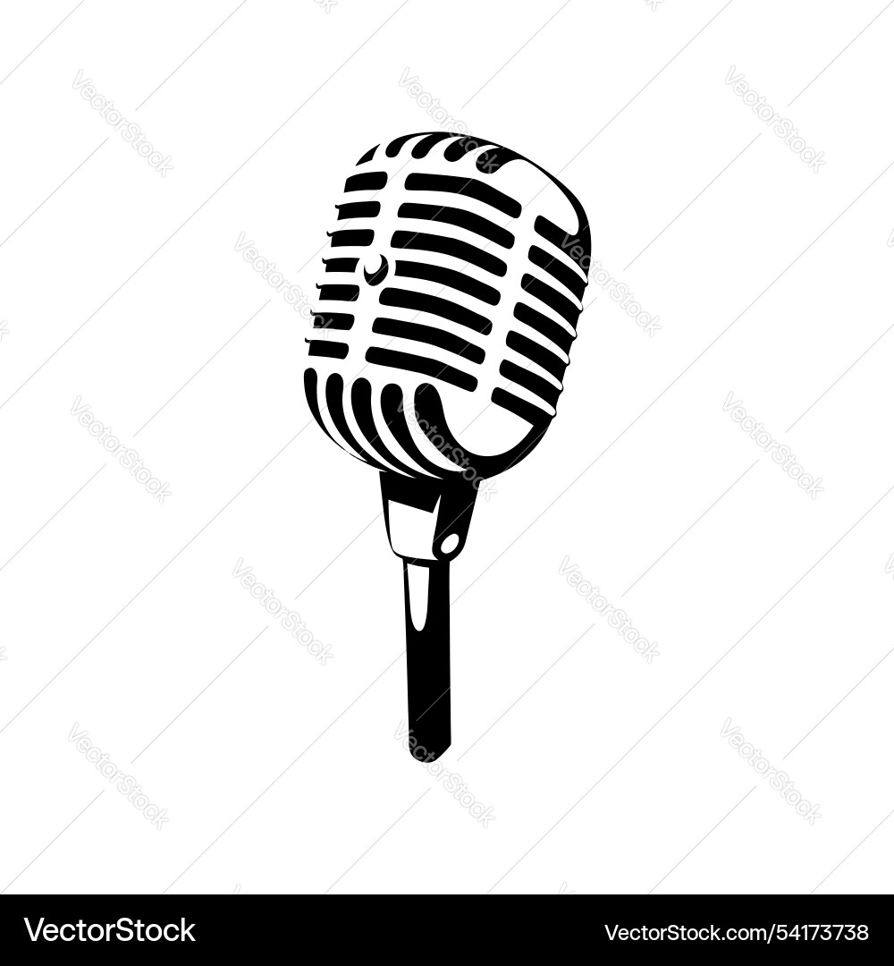 Echo waves microphone logo icon for radio Vector Image