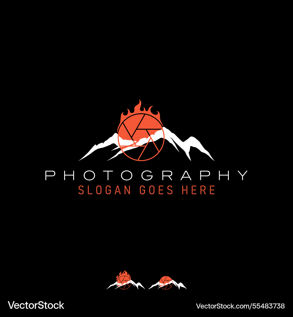 Fire flame peak mountain capture camera photo Vector Image