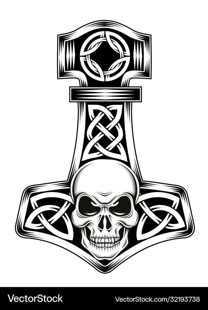 Hammer thor medieval viking symbol Royalty Free Vector Image