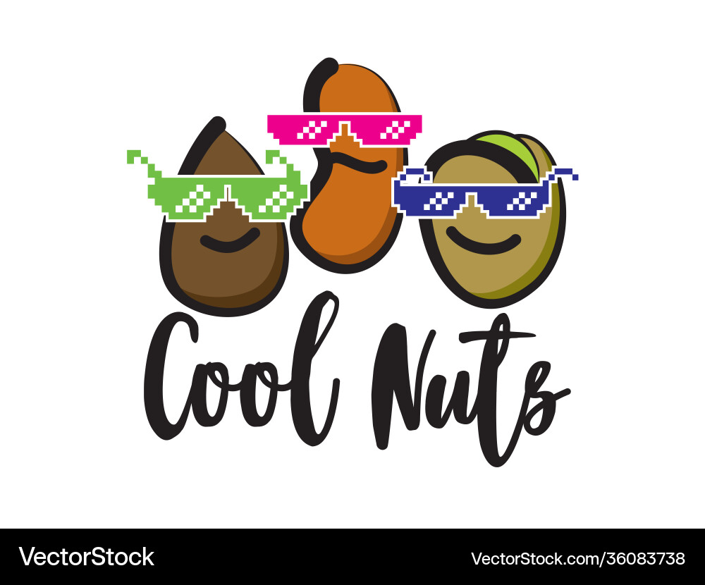 Isolated cartoon nuts character Royalty Free Vector Image