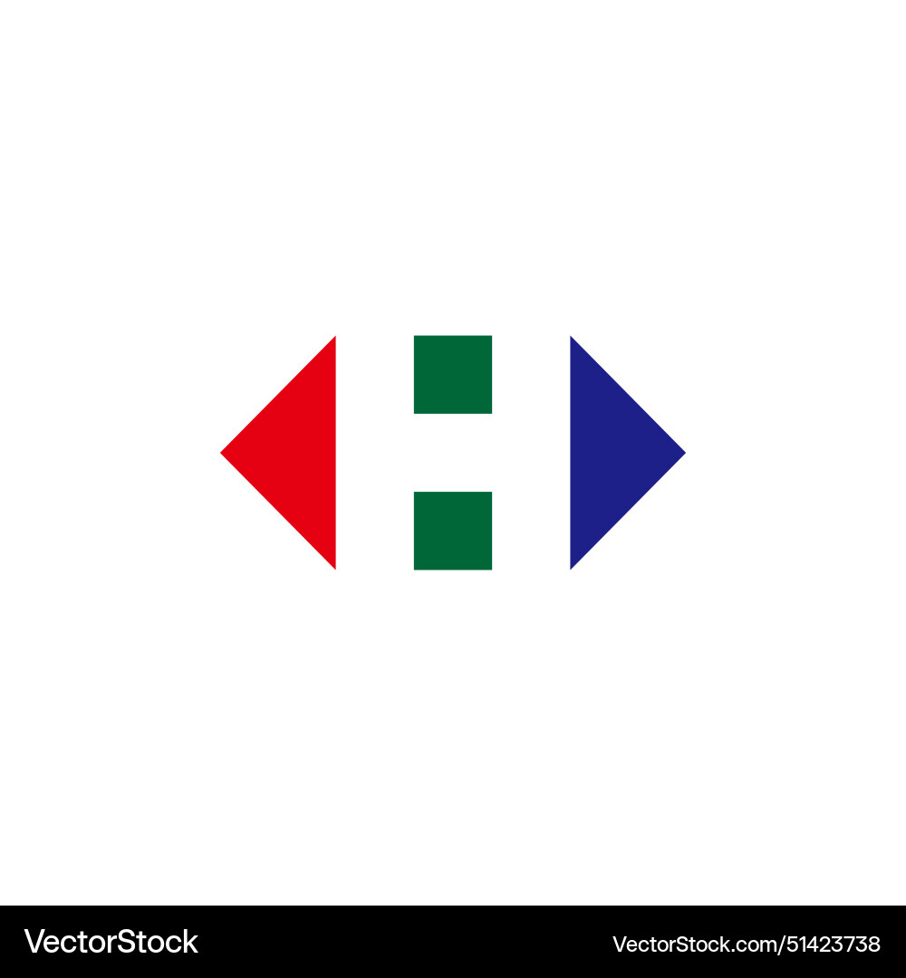 Letter h arrows opposite directions logo Vector Image