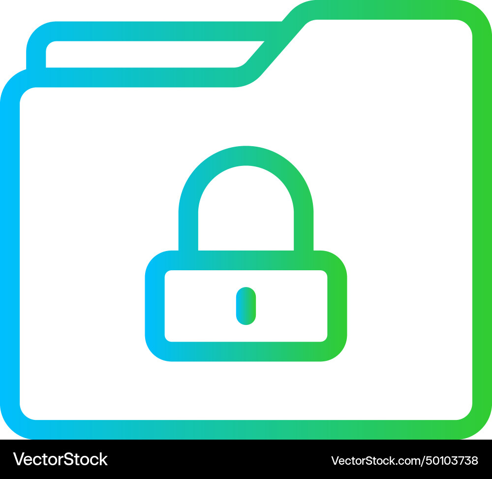 Lock folder security icon with blue Royalty Free Vector