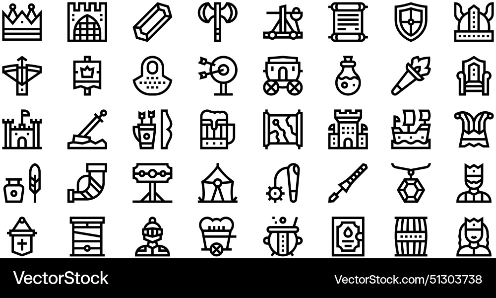 Medieval icons collection Royalty Free Vector Image