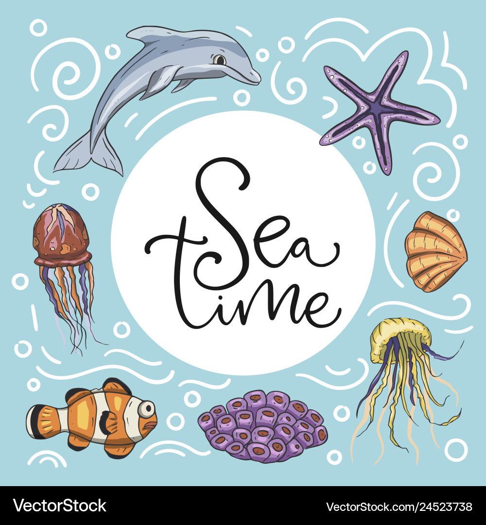 Ocean Lettering Quote Royalty Free Vector Image