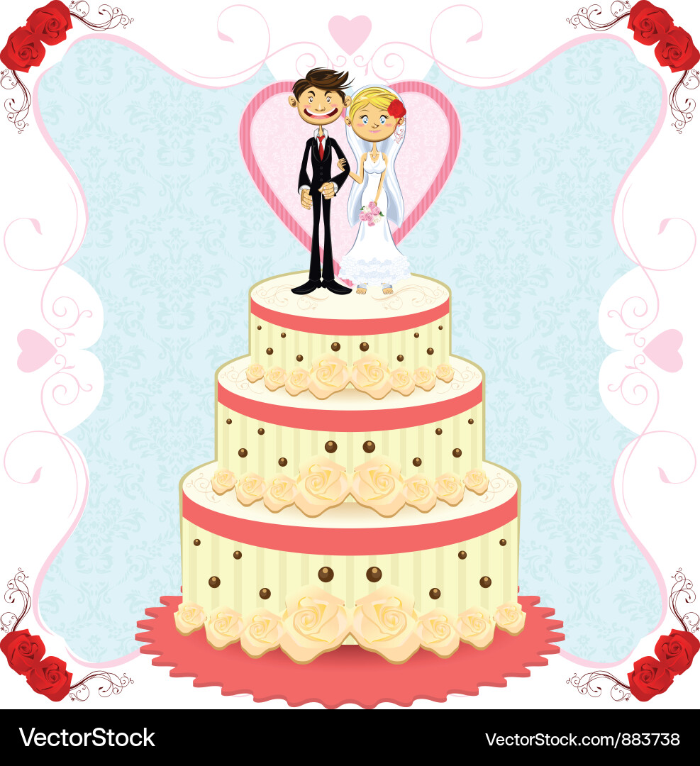 Romantic wedding cake Royalty Free Vector Image
