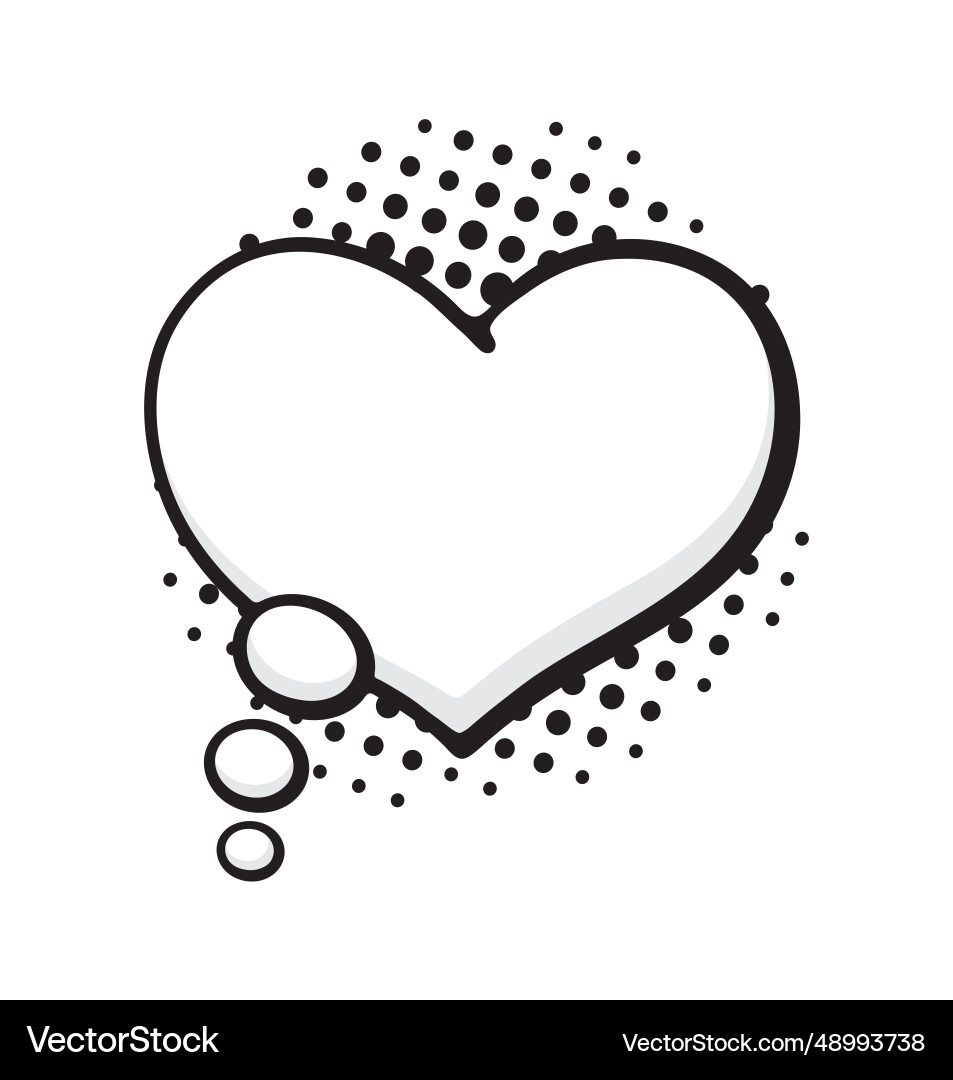 Speech bubble heart shape with dots rays Vector Image