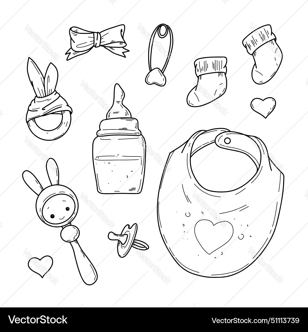 A set of children s items Royalty Free Vector Image