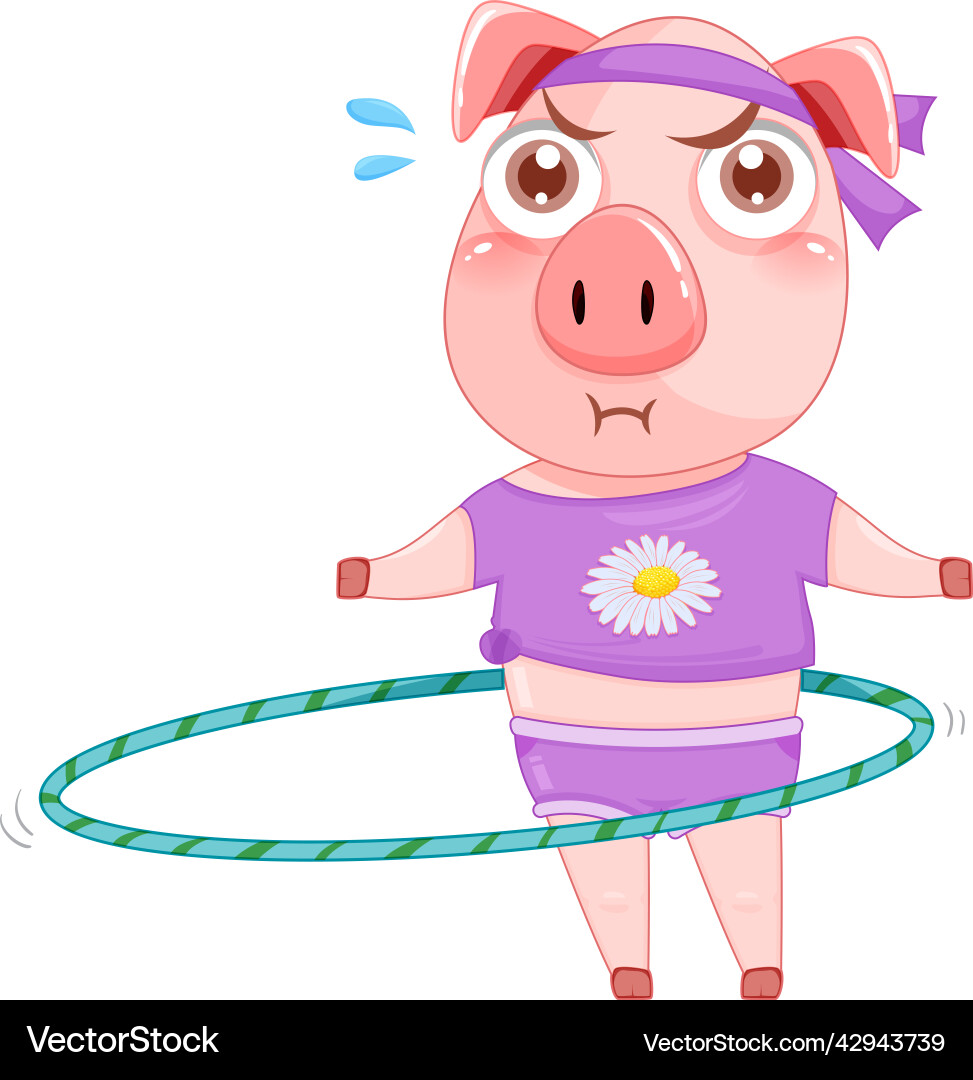 Cute pig cartoon character working out Royalty Free Vector