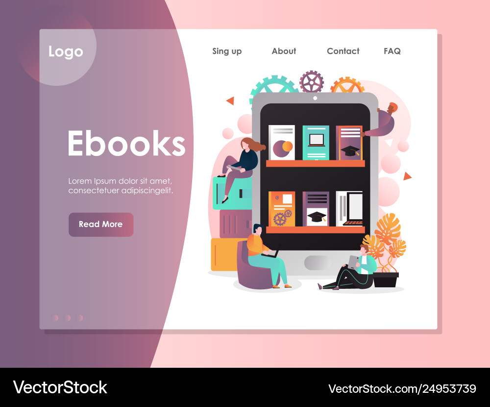 Ebooks Website Template - Landing Page Royalty Free Vector