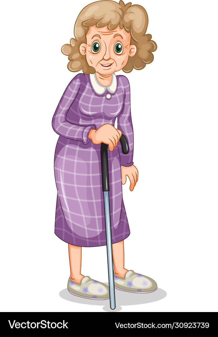 Old woman standing on white background Royalty Free Vector