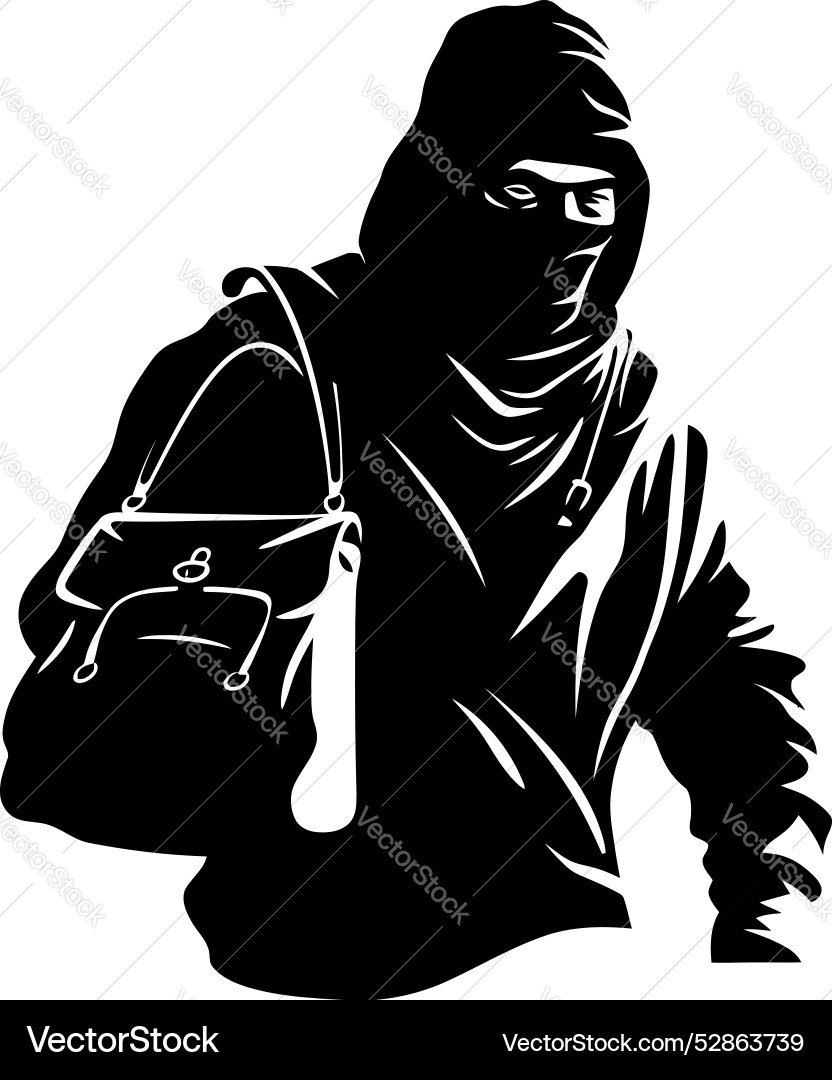 Stealthy snatch stolen bag icon design bandits Vector Image