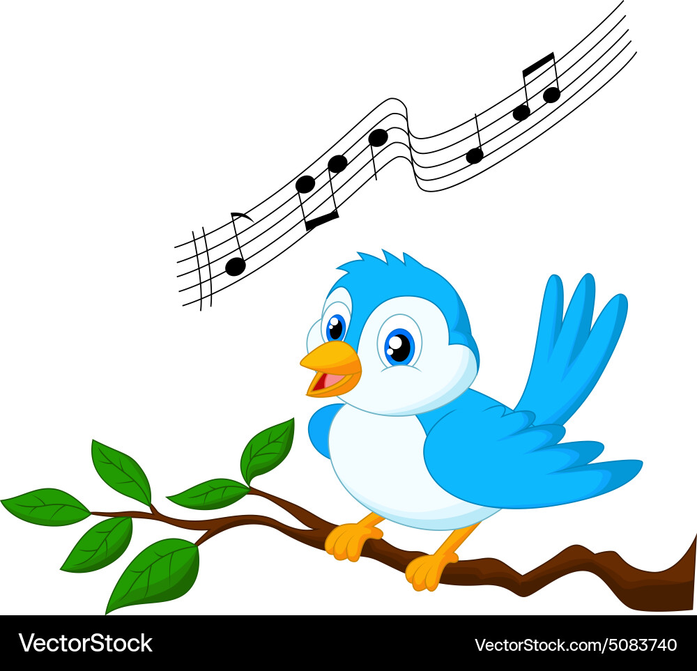 Blue bird singing Royalty Free Vector Image - VectorStock