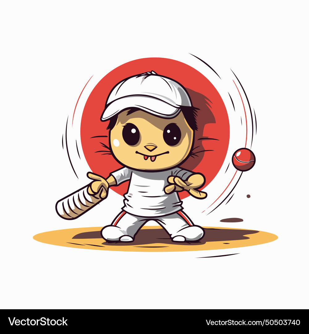 Cricket player cute cartoon Royalty Free Vector Image