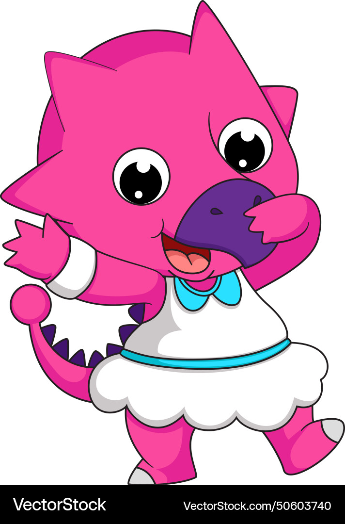 Cute little dinosaur cartoon dancing Royalty Free Vector