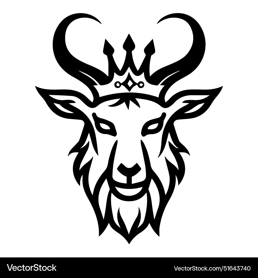 Goat king logo or modern line icon art Royalty Free Vector
