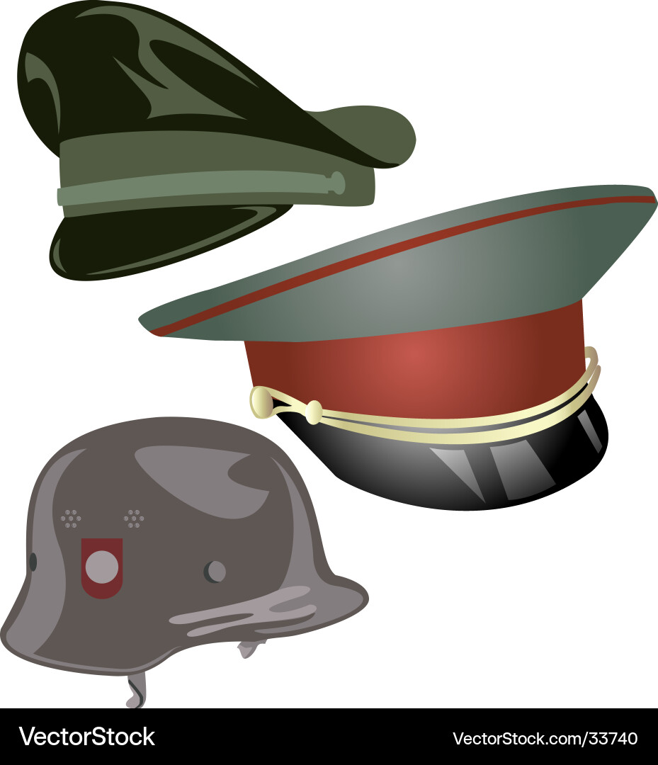 Military hats and helmet Royalty Free Vector Image