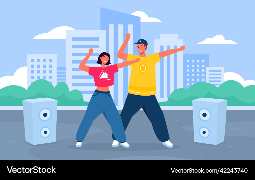 People dance on street young guy Royalty Free Vector Image