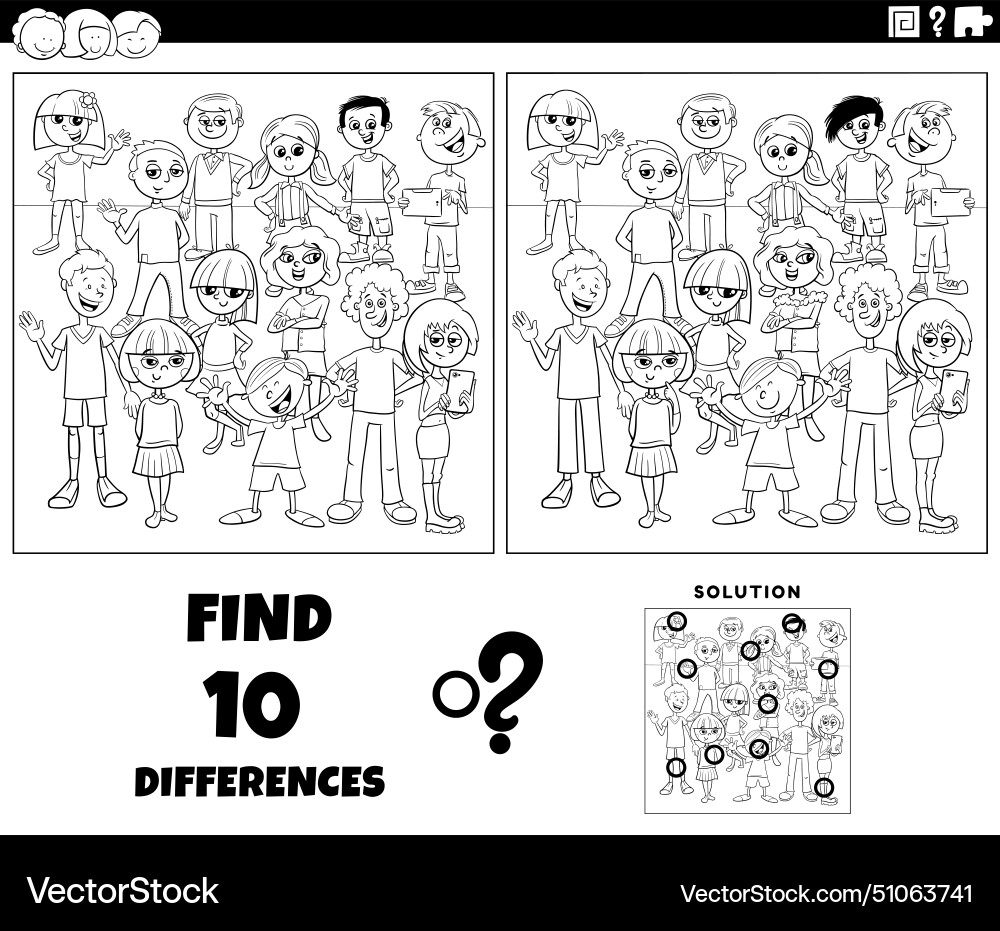 Differences activity with cartoon children Vector Image