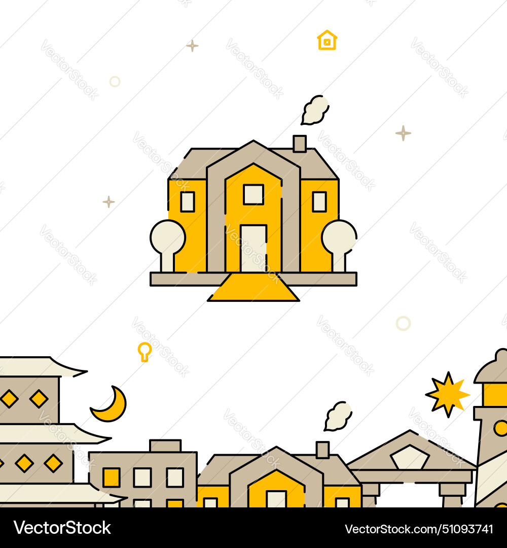 Estate mansion filled line icon simple Royalty Free Vector