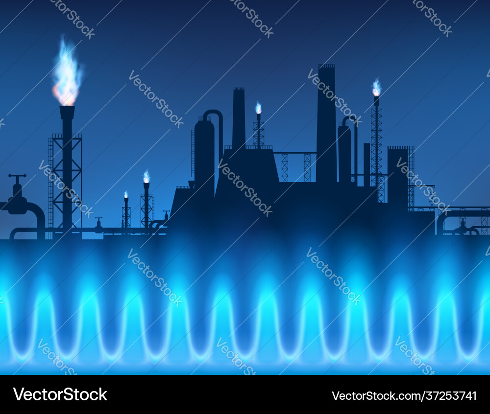 Gas pipeline with torches Royalty Free Vector Image