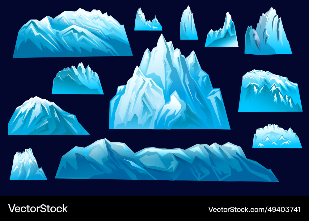 Icebergs set cold frozen blocks ice mountain Vector Image
