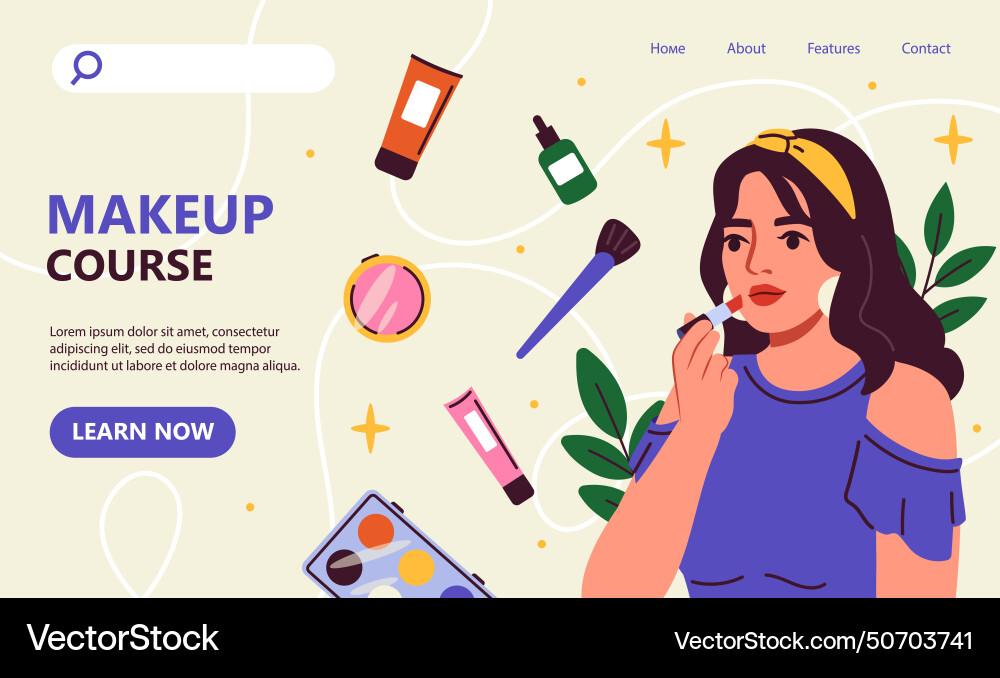 Makeup course banner Royalty Free Vector Image