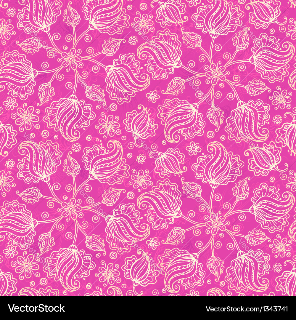 Pink Floral Doodle Pattern Royalty Free Vector Image