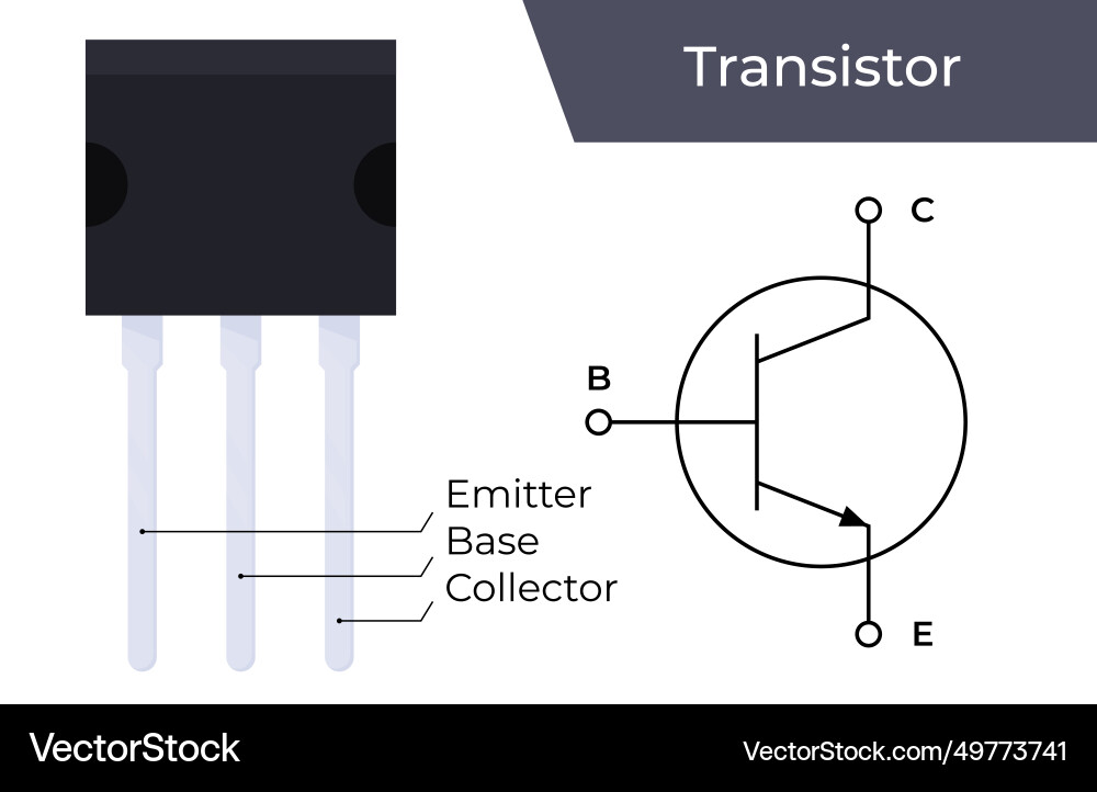 Transistor electronic component with scheme Vector Image
