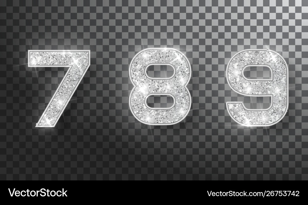 789 glitter typography design silver sparkling Vector Image