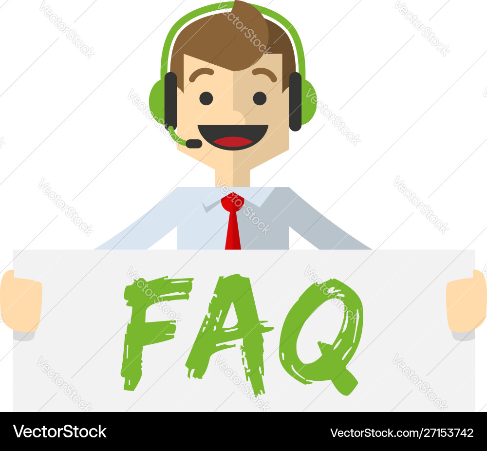 A customer service with faq board Royalty Free Vector Image