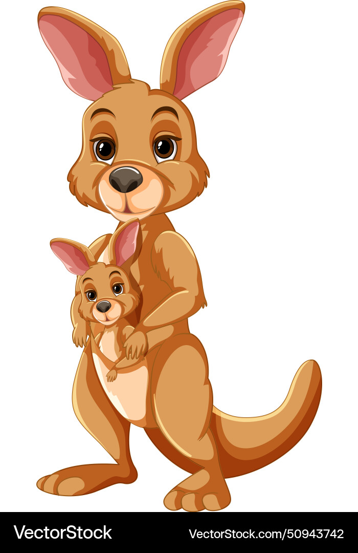 A mother kangaroo with her joey Royalty Free Vector Image