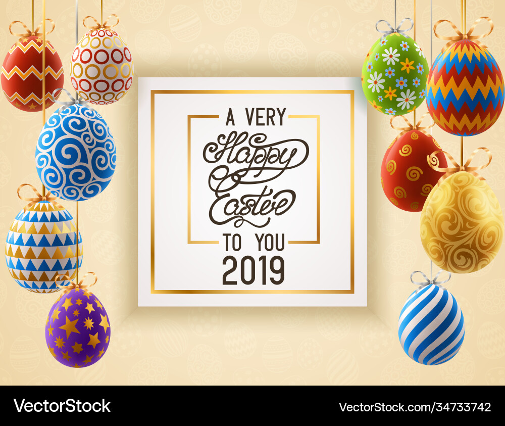 Background with decorated easter eggs design Vector Image