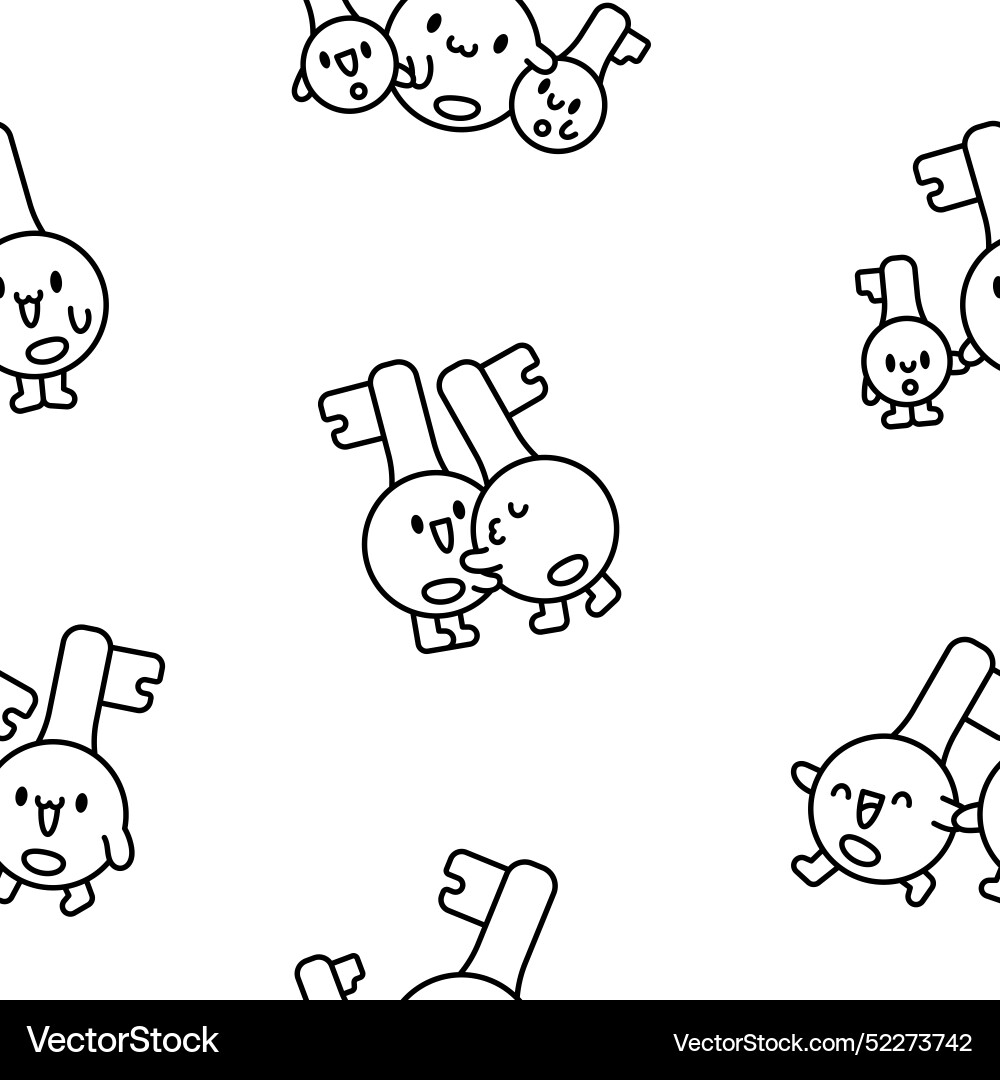 Cute happy key coloring page Royalty Free Vector Image