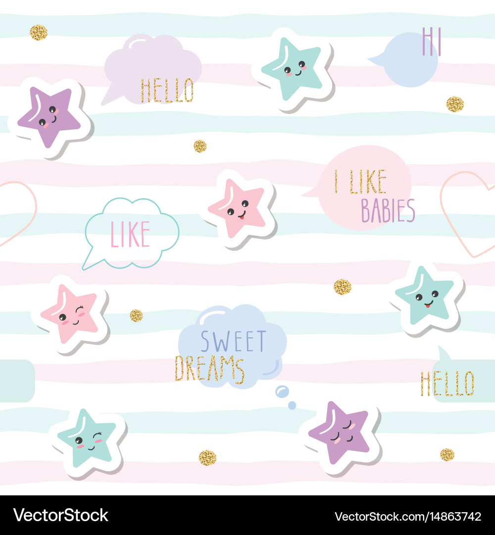 Cute seamless pattern background with cartoon Vector Image