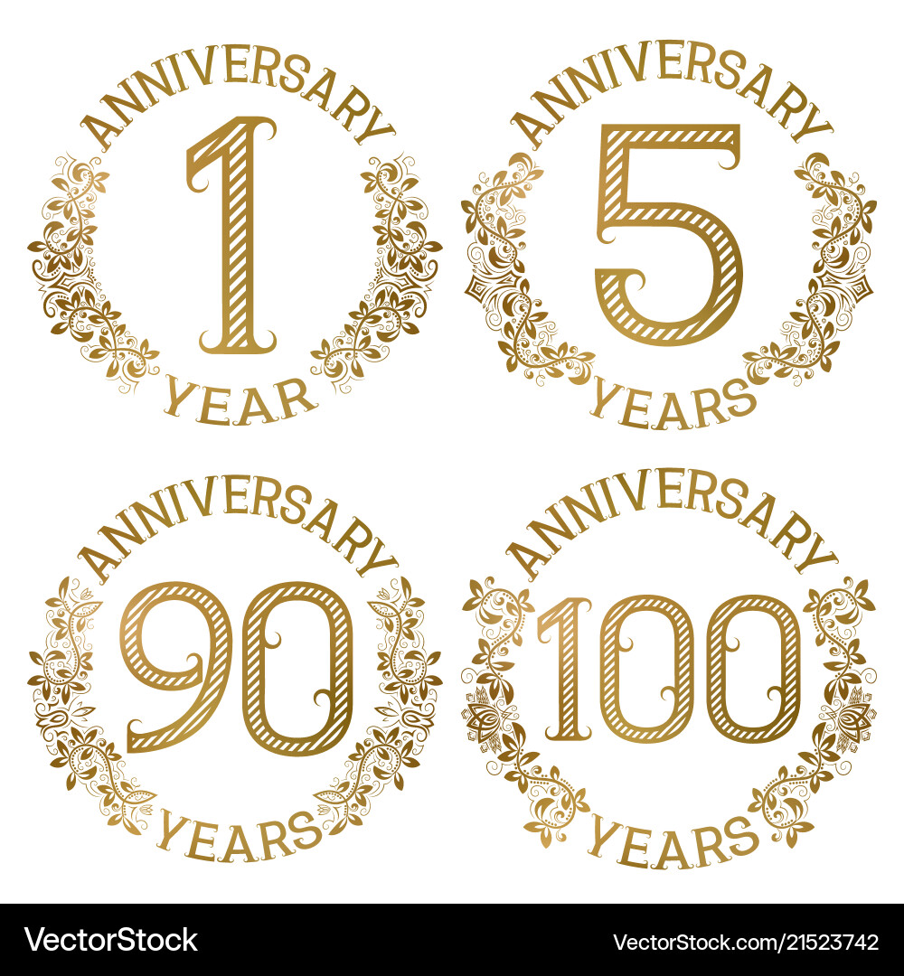 Golden Anniversary Celebration Emblems Royalty Free Vector